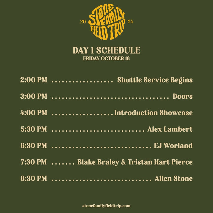 Lineup – Stone Family Field Trip